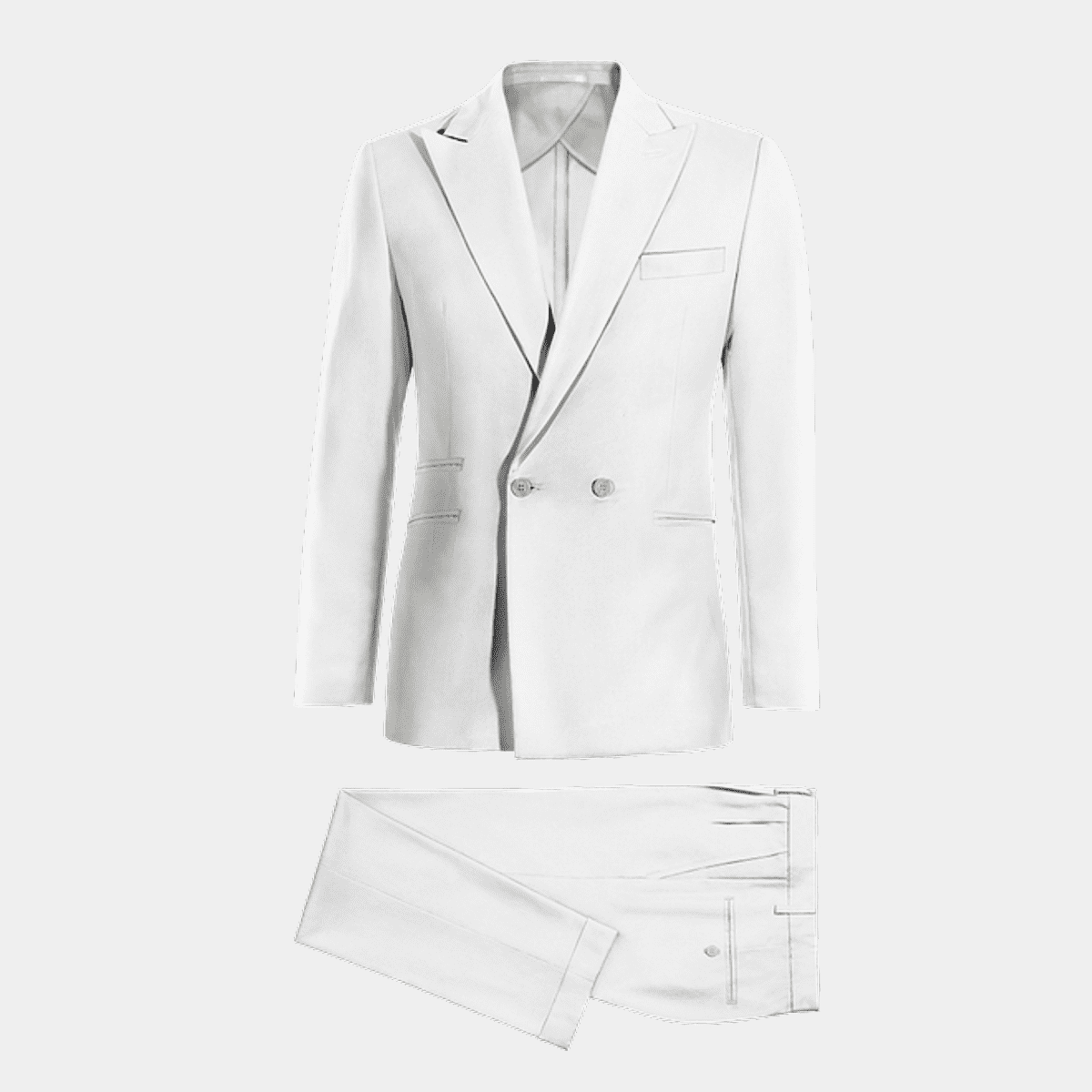 All white linen double breasted unlined Suit