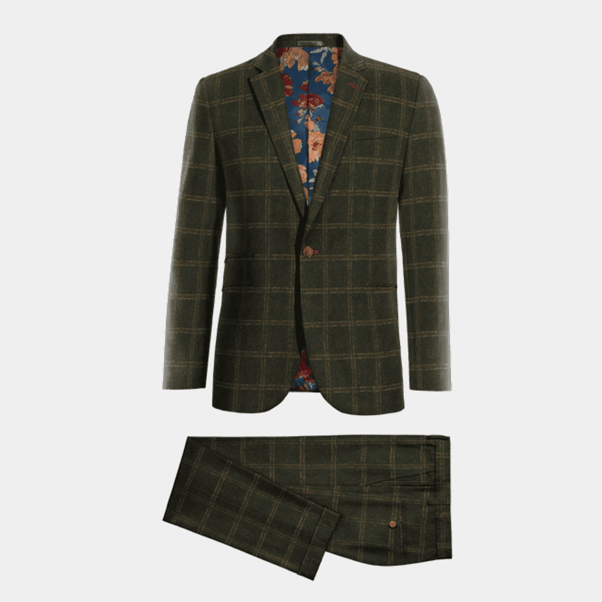 Forest green windowpane tweed Suit