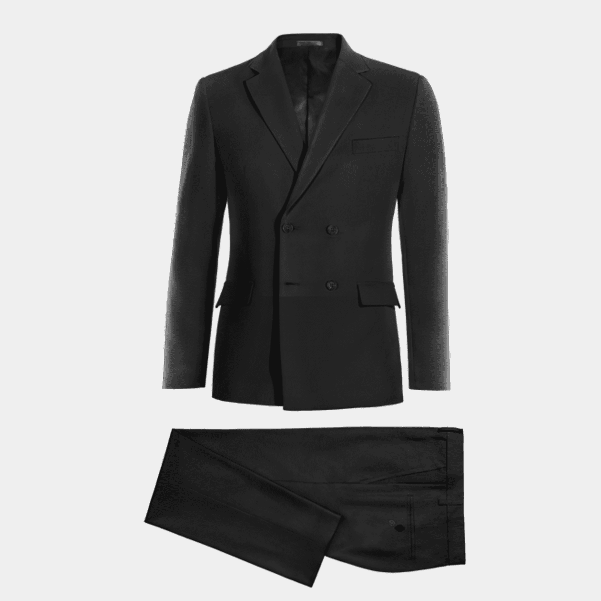 Black four buttons double-breasted Suit