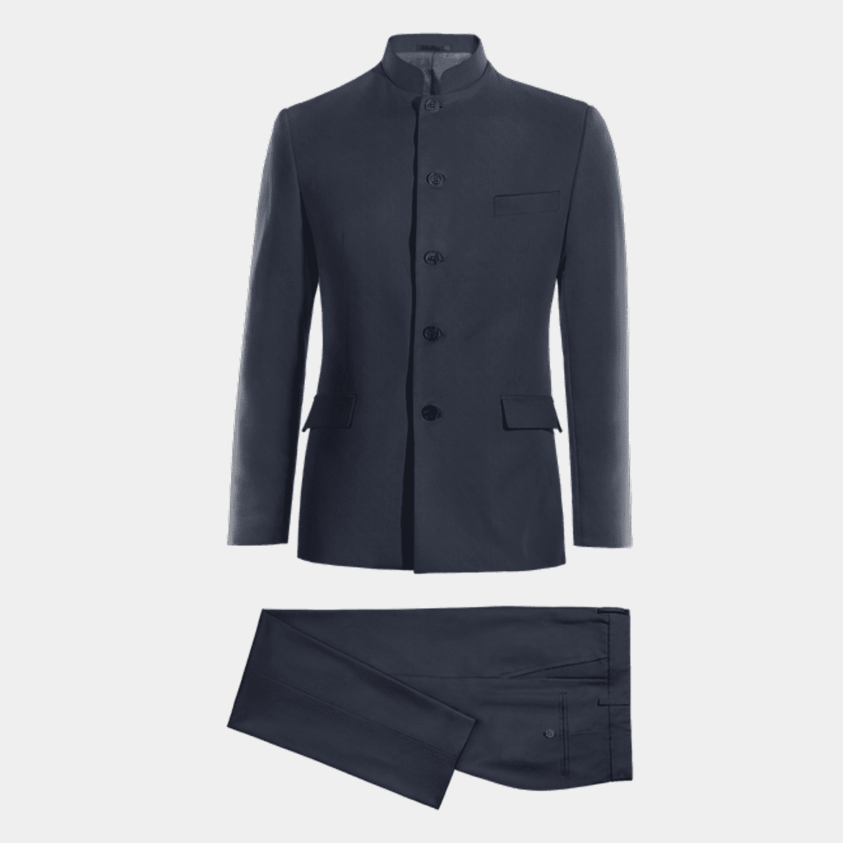 Navy blue super 100s collarless Suit