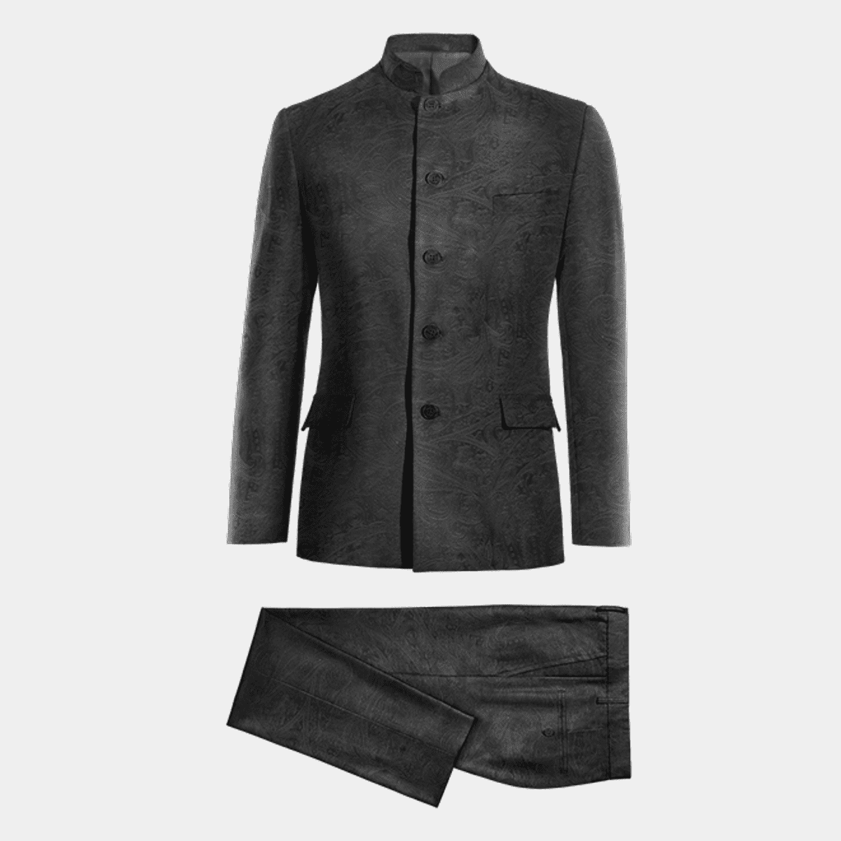 Black paisley velvet nehru Suit