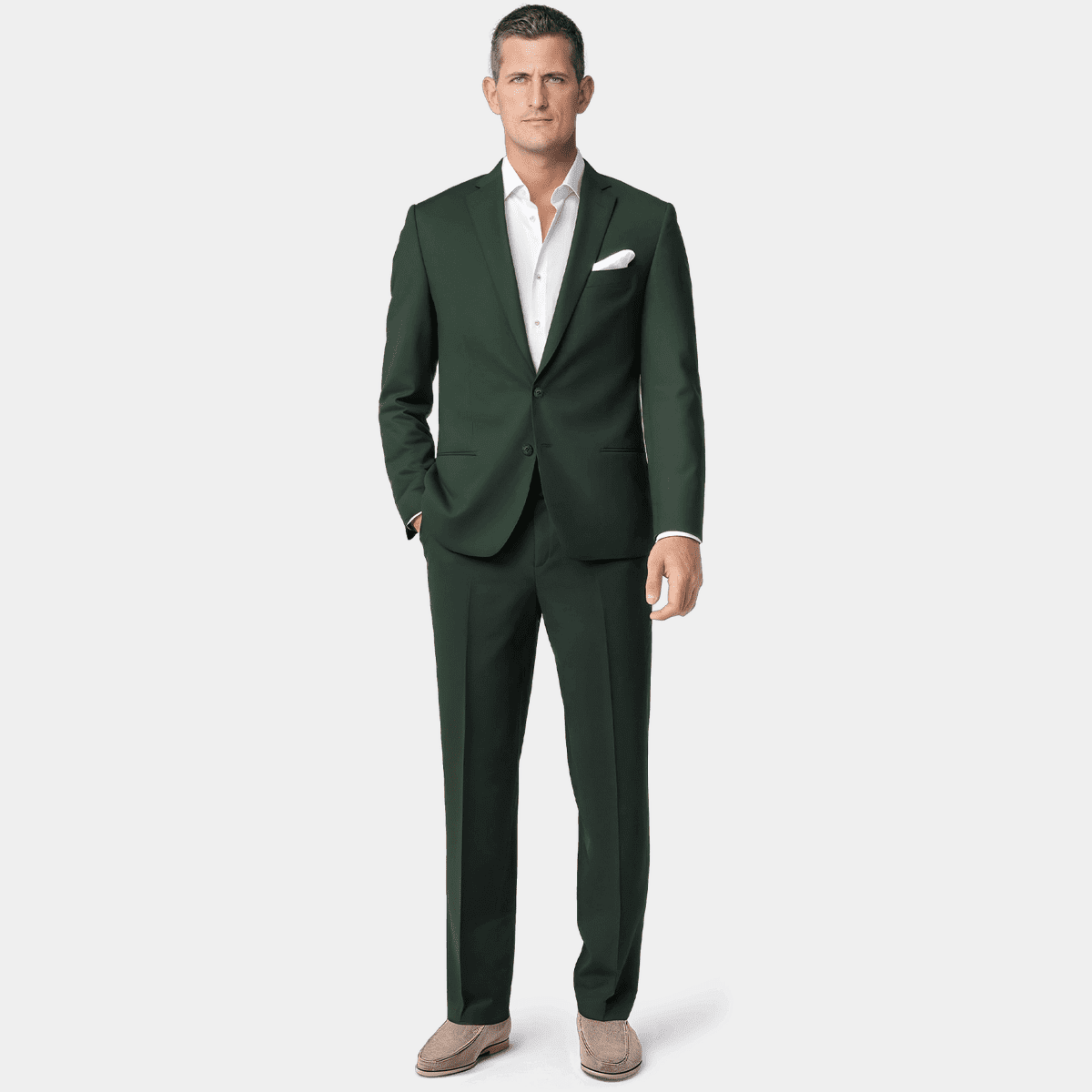 Costume homme sans doublure vert forêt super 100s