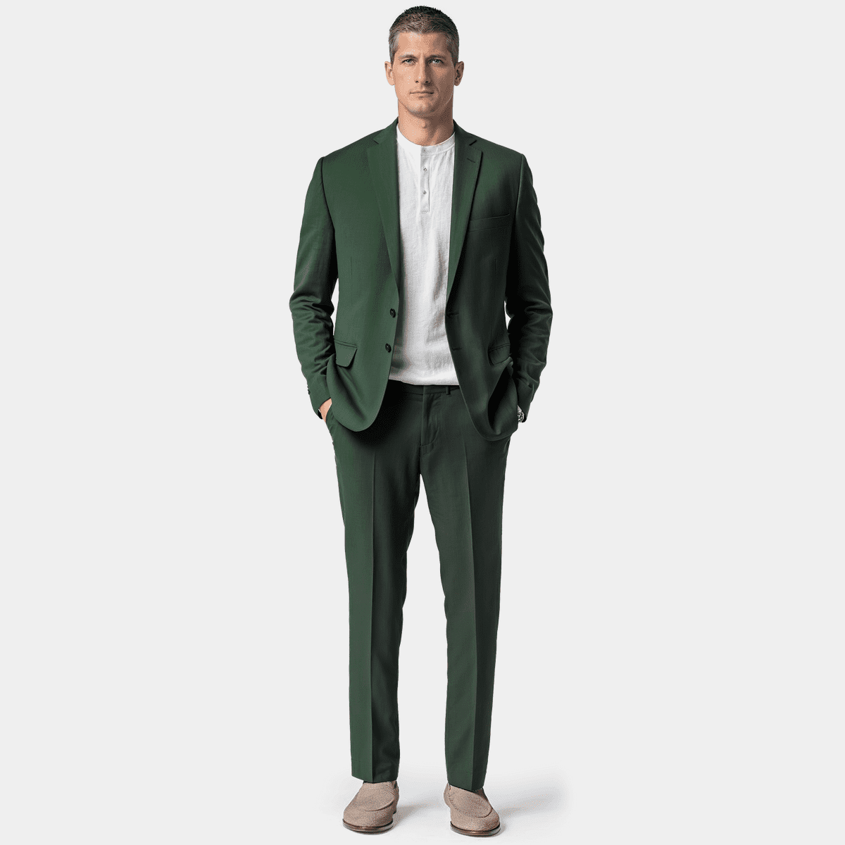 Traje verde bosque super 100s de entretiempo