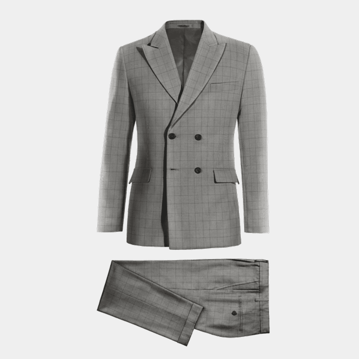 Gray prince of wales double-breasted Suit