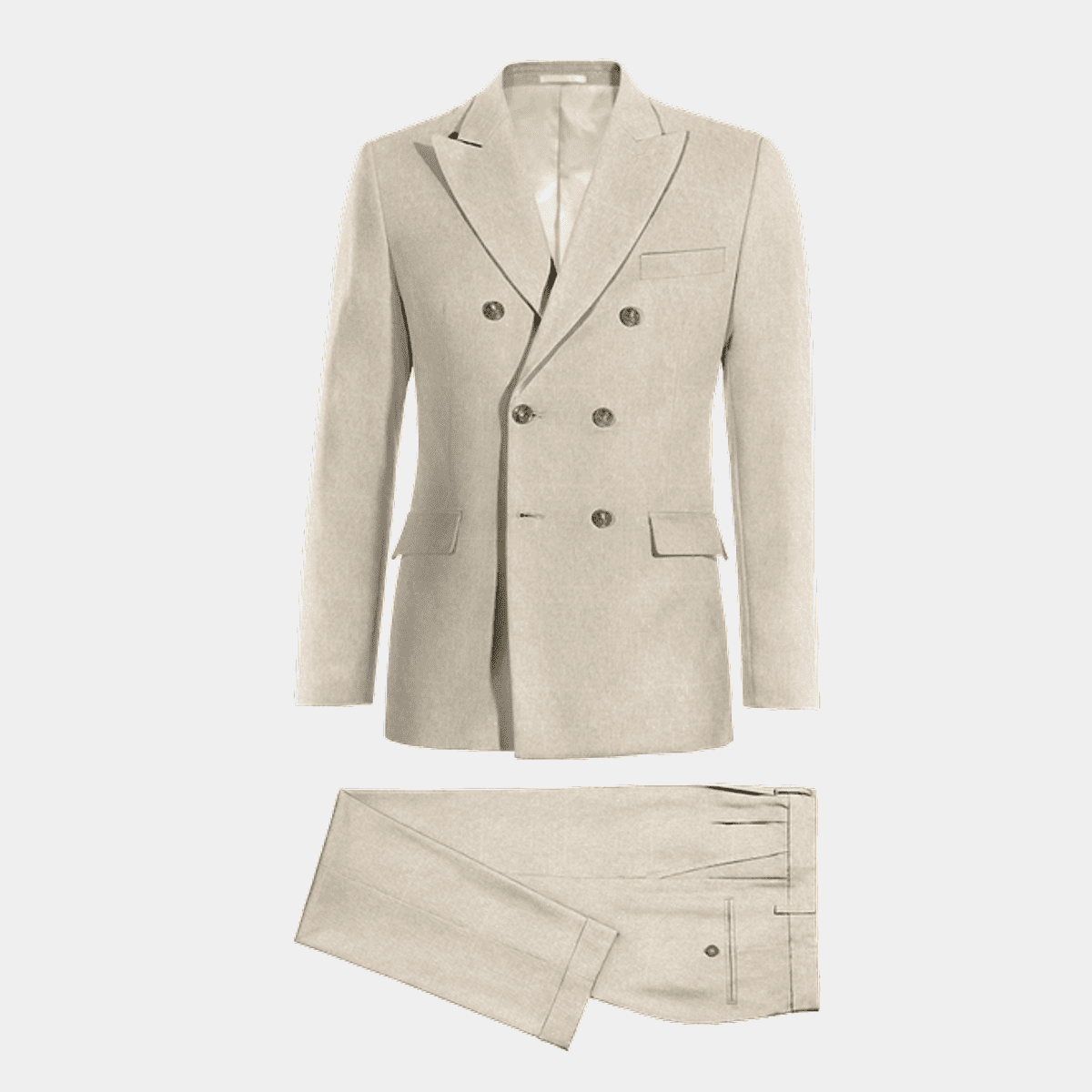 Cream linen double breasted Suit