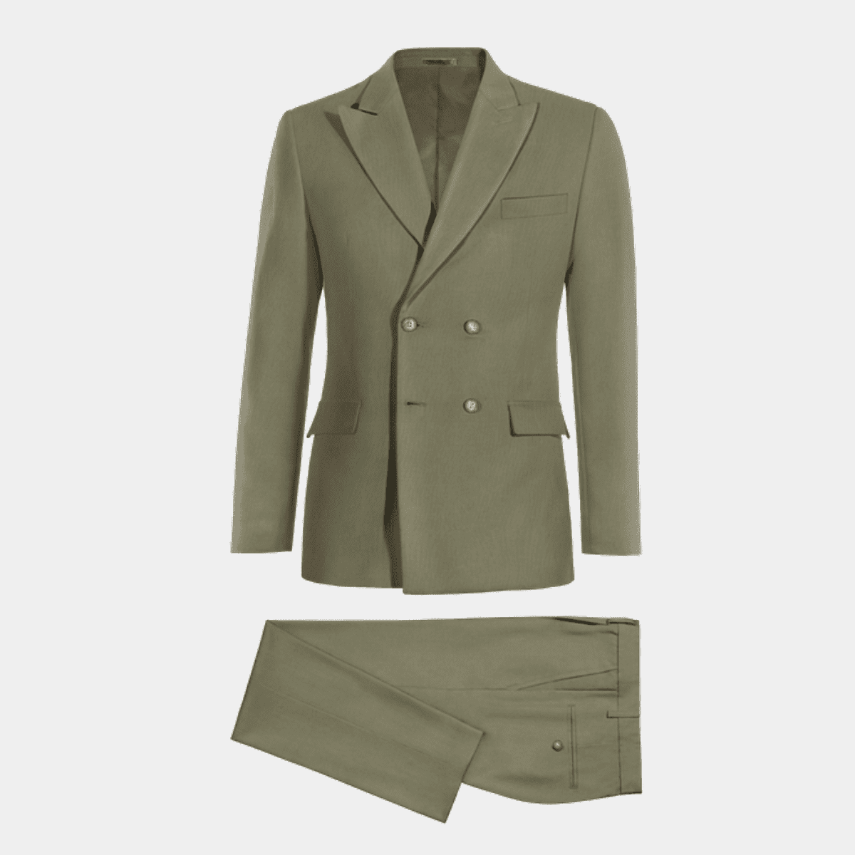 Costume croisée vert sauge en lin