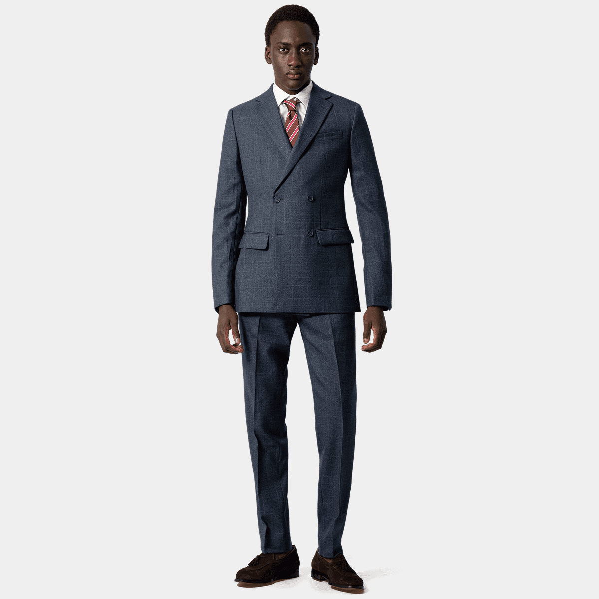 T.INGENIATOR dark blue prince of wales stretch Merino Wool double ...