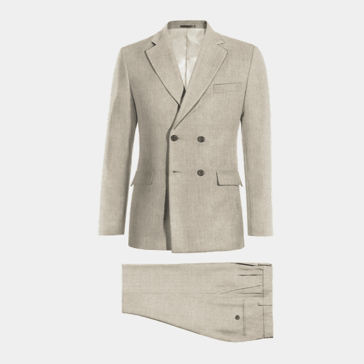 Costume bermuda croisée gris huître chevrons en lin