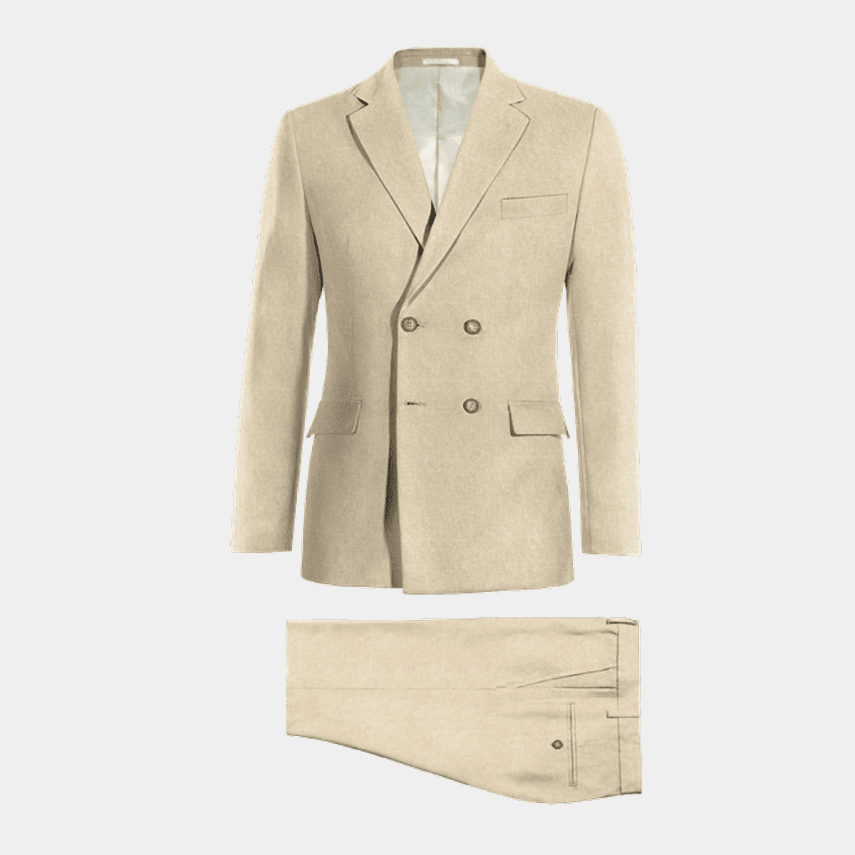Dark beige linen double breasted bermuda Suit