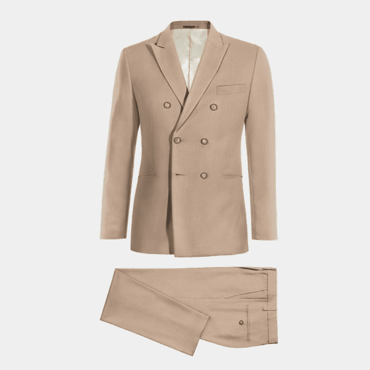 Costume homme croisée sable à fines rayures stretch