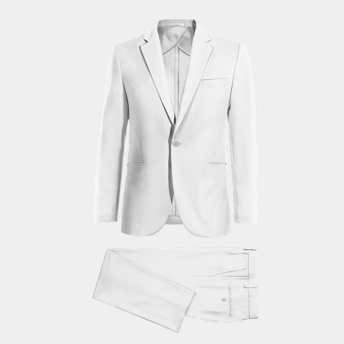 All white linen 1-button unlined Suit