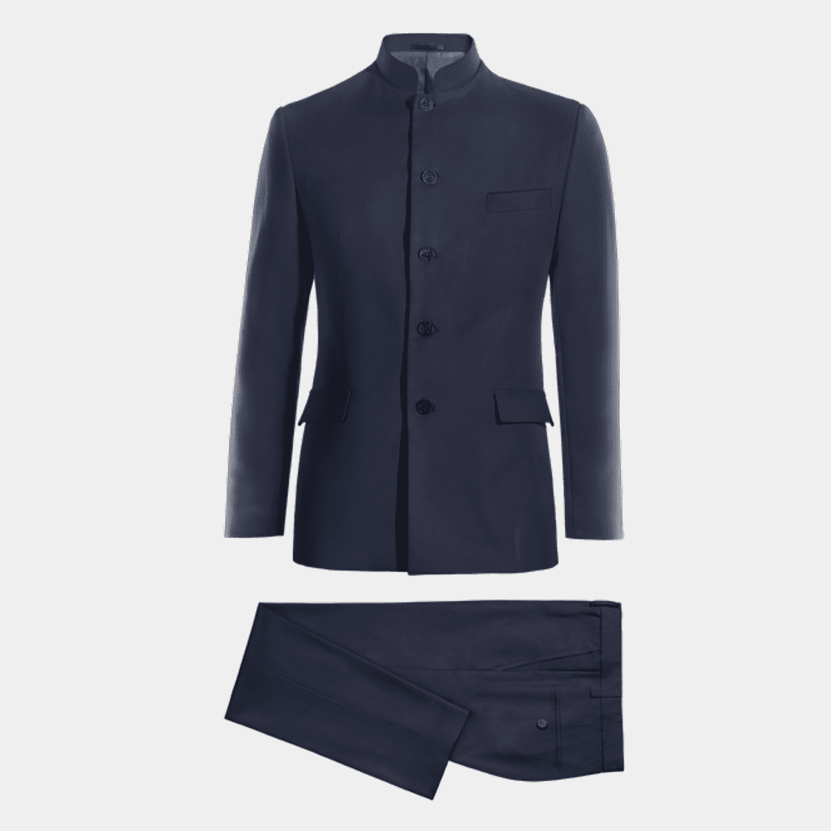 Completo uomo coreano navy blu in Pura lana super 100s elastico