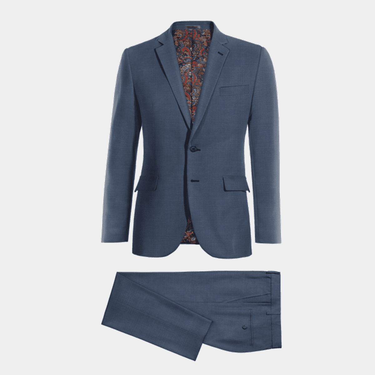 Faded blue stretch slim fit Suit with customized threads