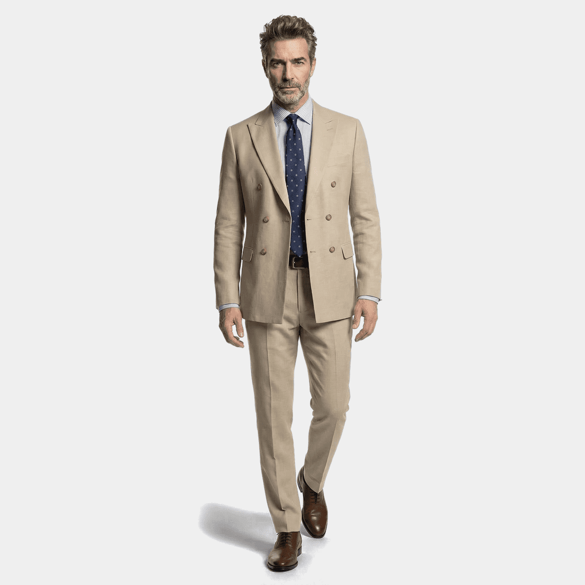Costume croisée beige léger