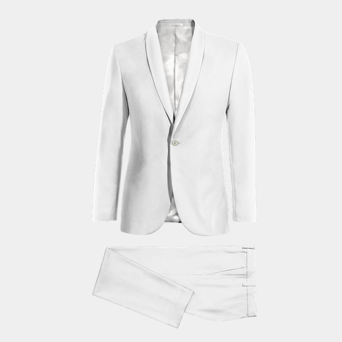 All white linen rounded lapel Suit