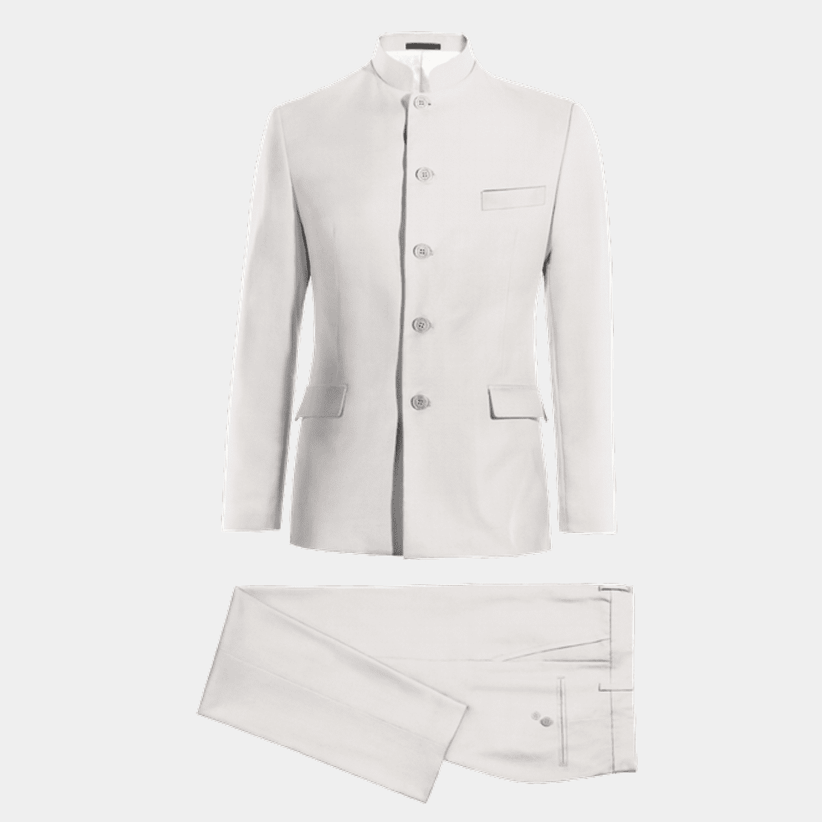Ivory stretch collarless Suit