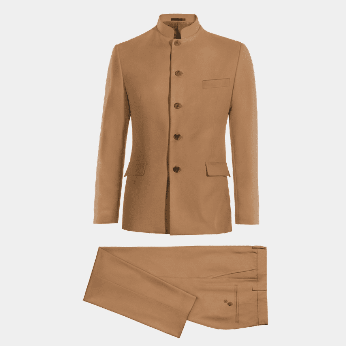 Camel stretch collarless Suit