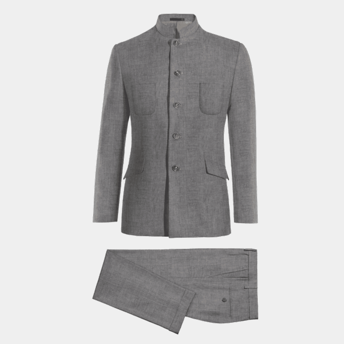 Iron grey lightweight linen collarless Suit