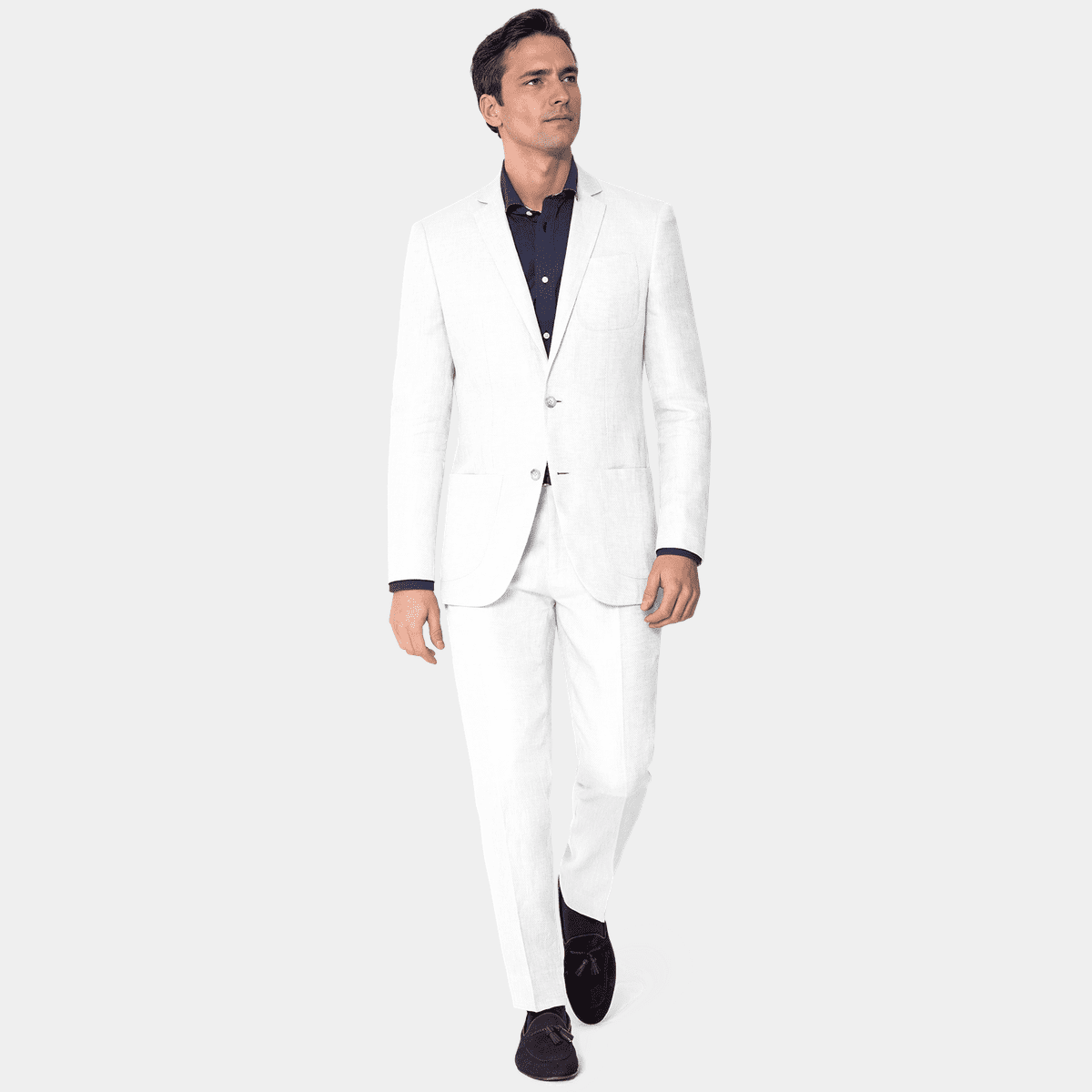All white linen slim fit unlined Suit