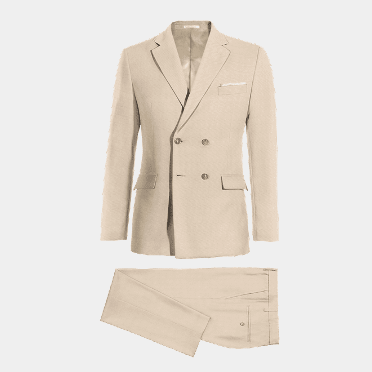 Traje Hombre cruzado crema super 100s