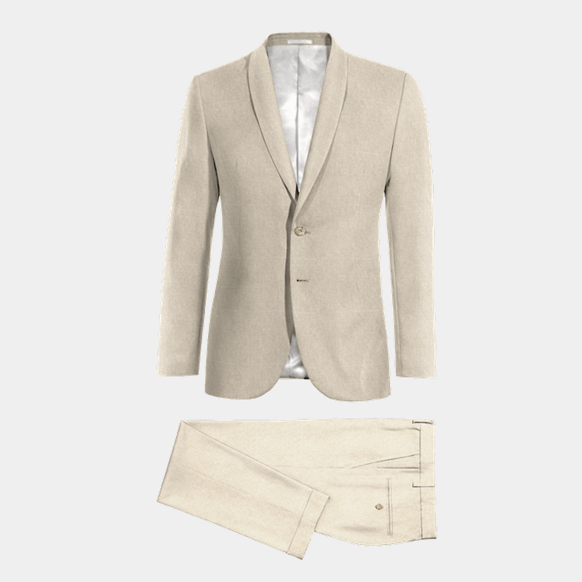 Cream linen rounded lapel Suit