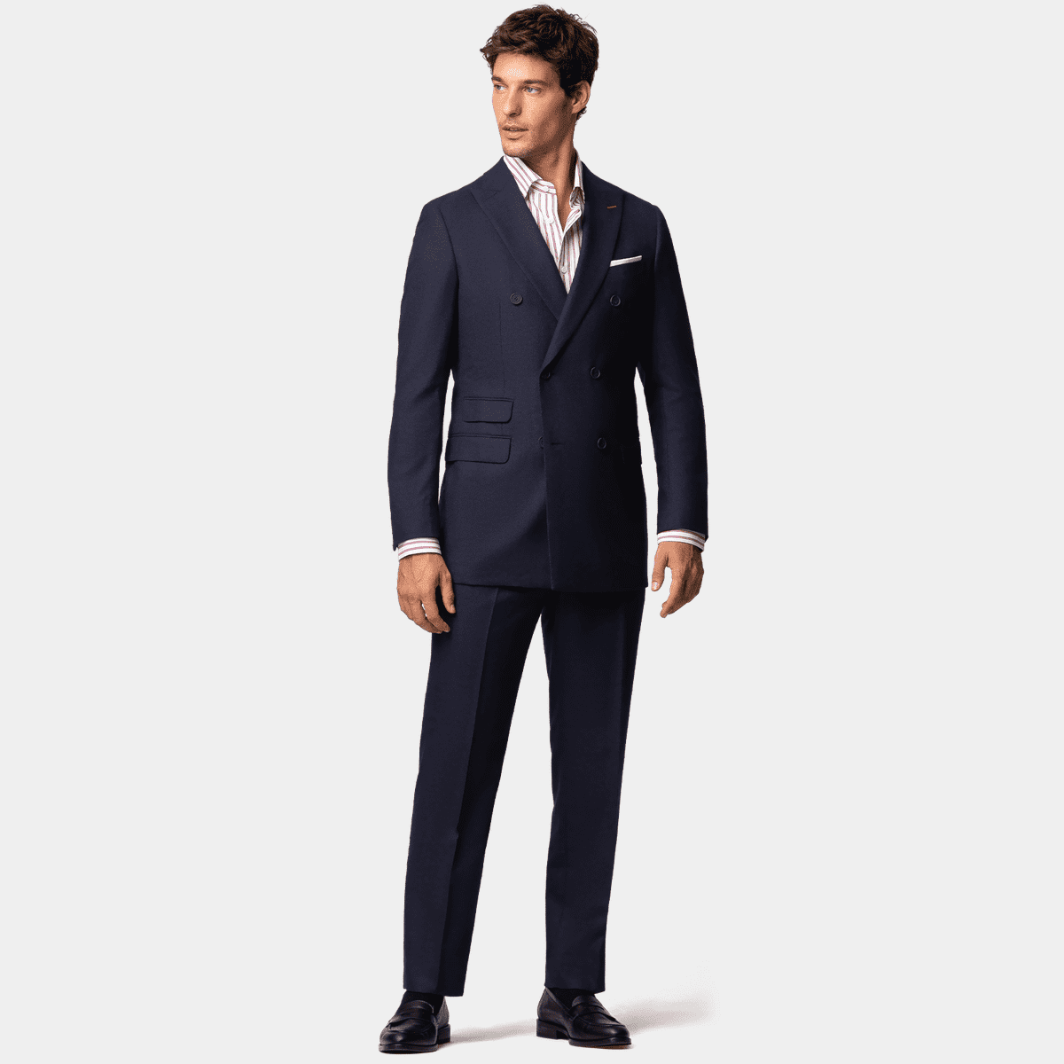Costume homme croisée bleu en Pure Laine super 100s
