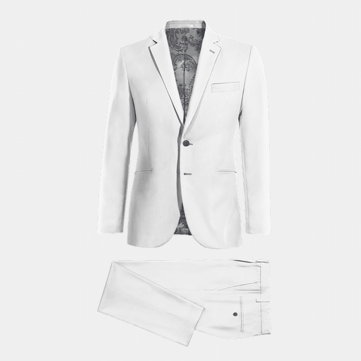 All white linen slim fit Suit with customized threads