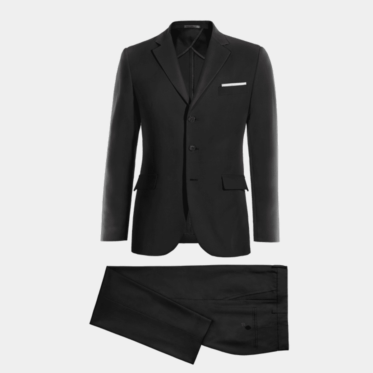 Black three buttons unlined Suit