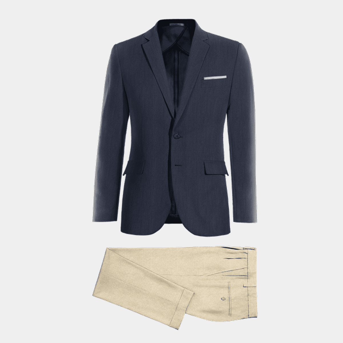 Navy blue linen slim fit unlined Suit
