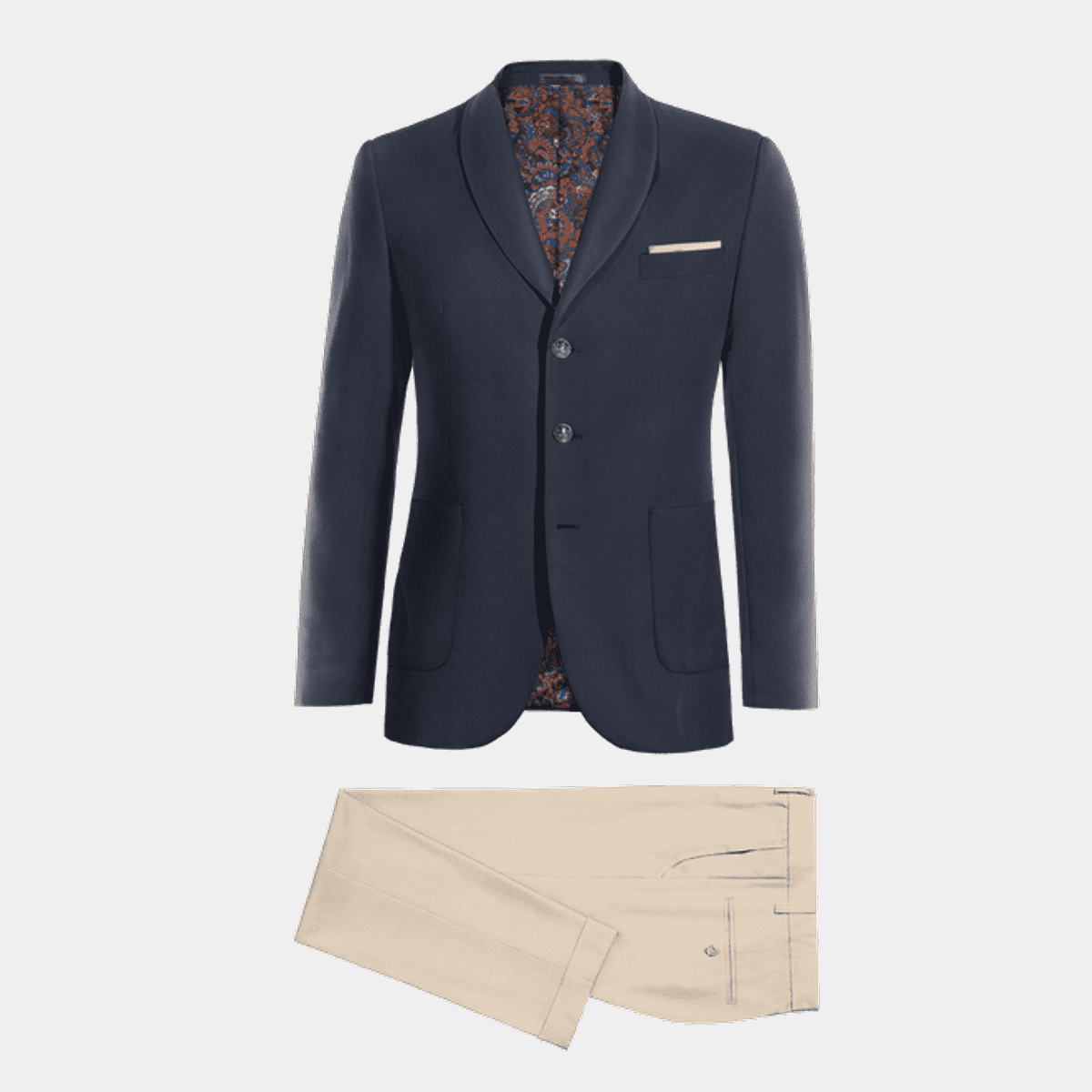 Navy blue super 100s rounded lapel Suit