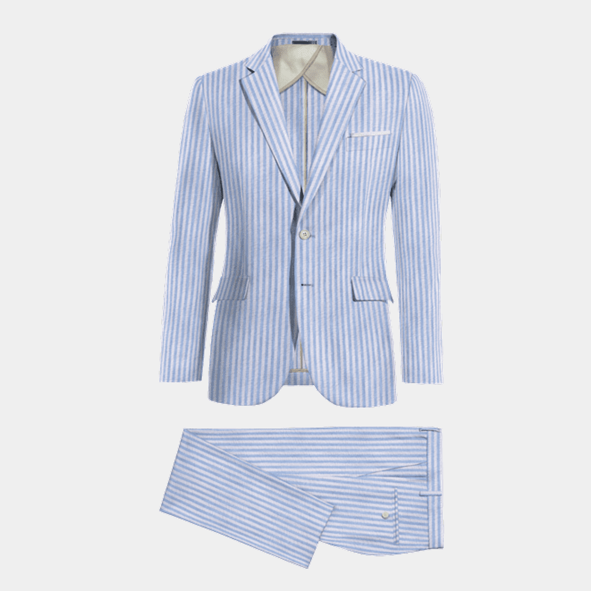 Sky blue lightweight seersucker unlined Suit