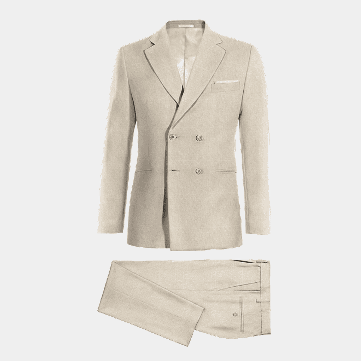 Cream linen double breasted Suit