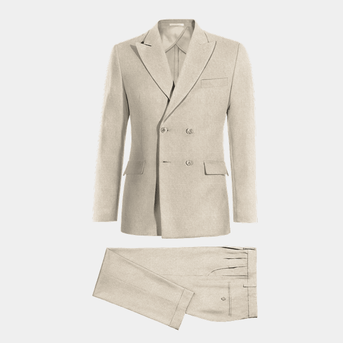 Cream unlined linen double-breasted Suit