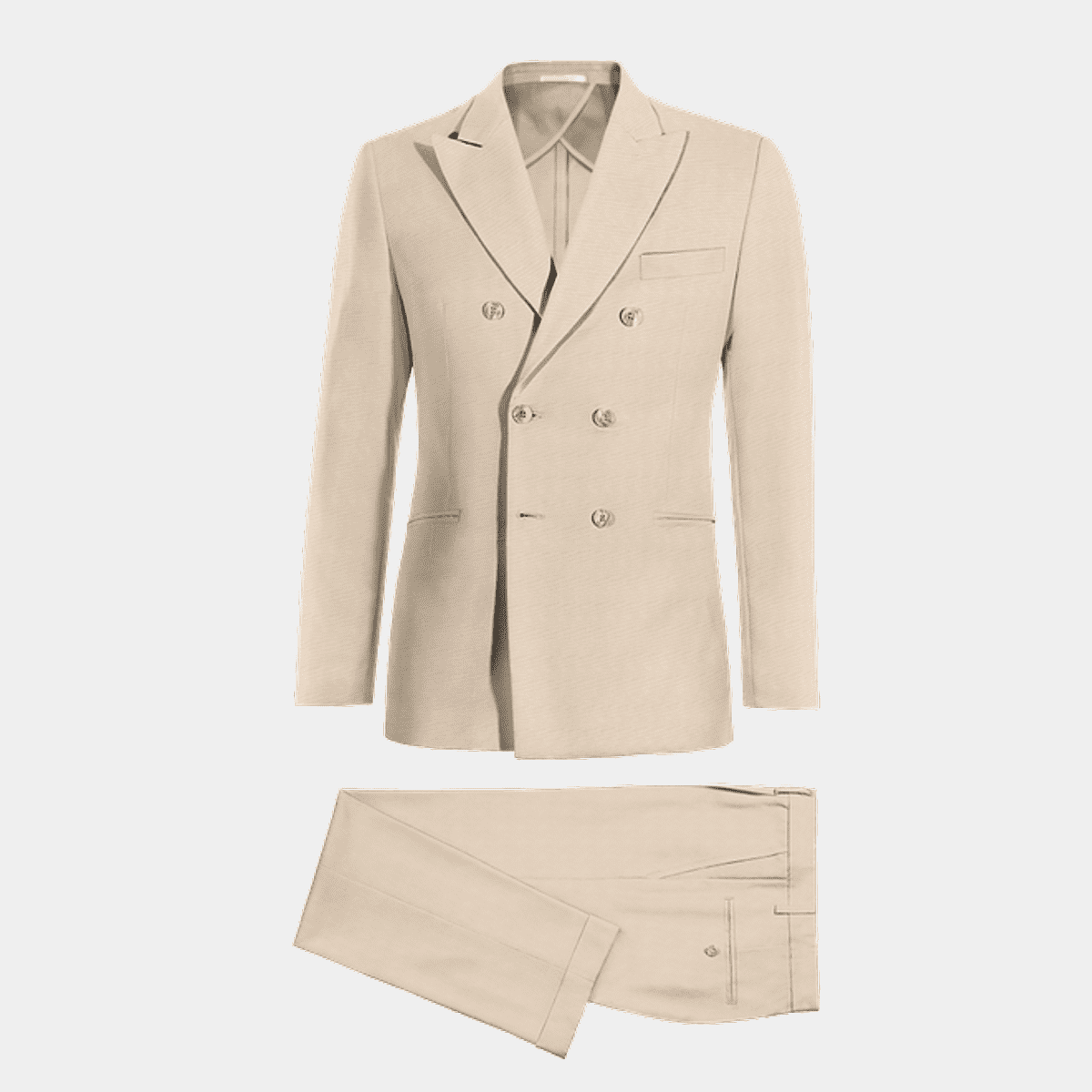 Costume homme sans doublure croisée creme super 100s