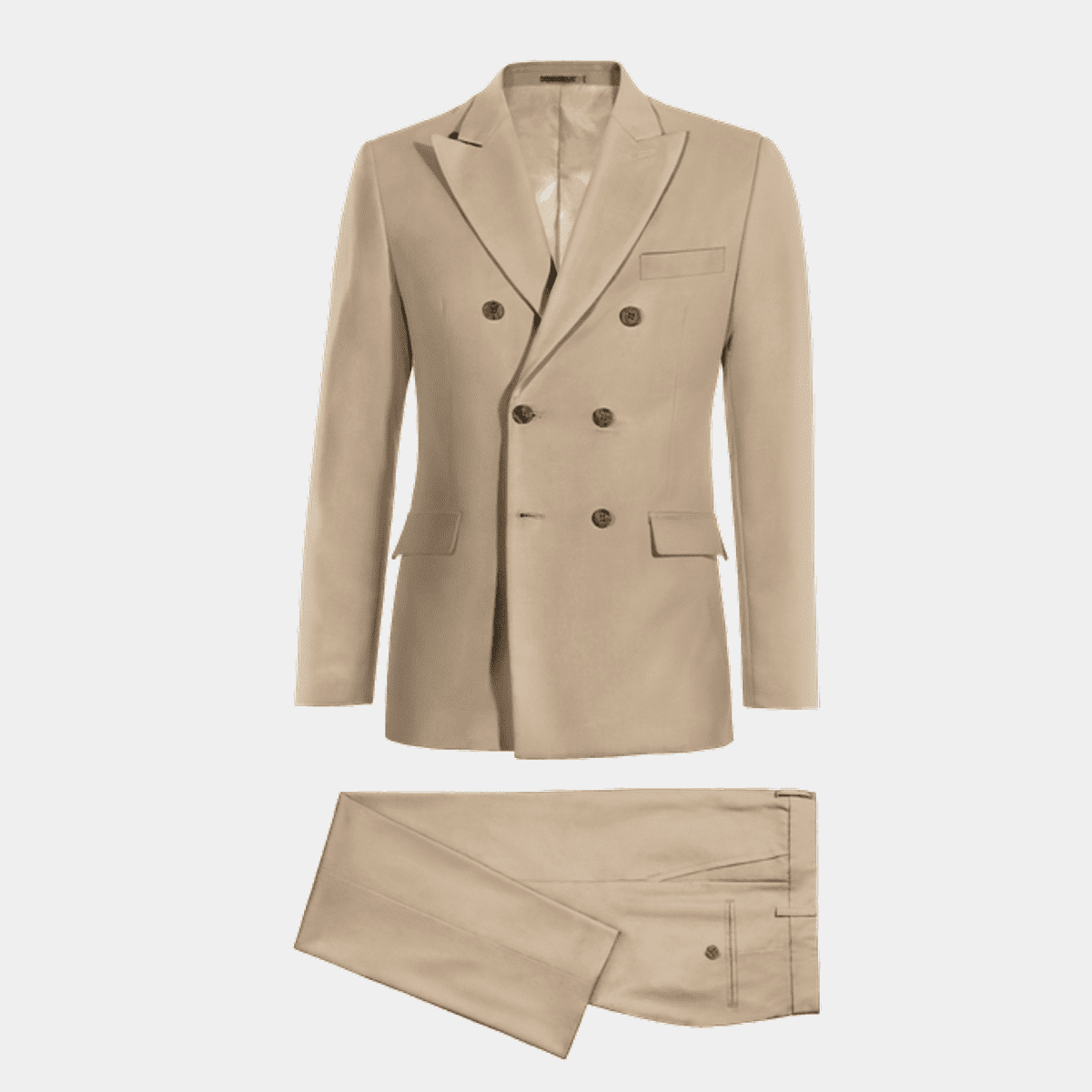 Dark beige six buttons double-breasted Suit