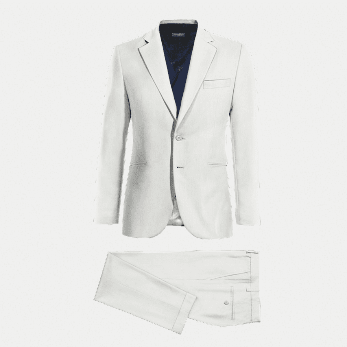 Ivory linen Suit with blue stretch vest
