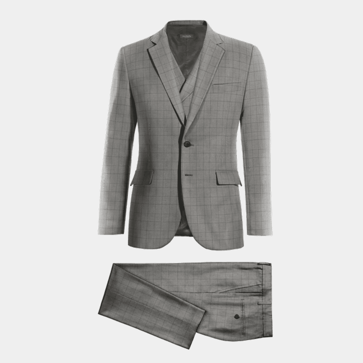 Gray prince of wales essential 3 piece Suit