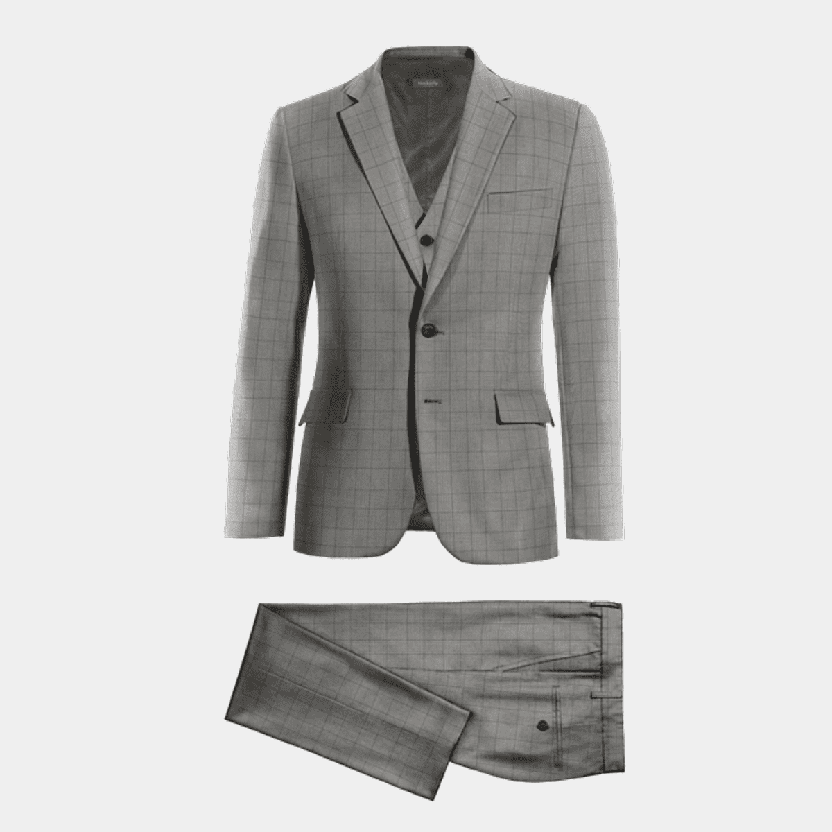 Gray prince of wales slim fit 3-piece Suit