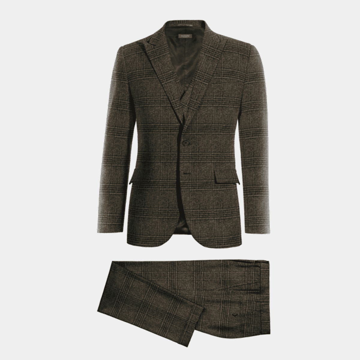 Brown overcheck tweed 3 piece Suit