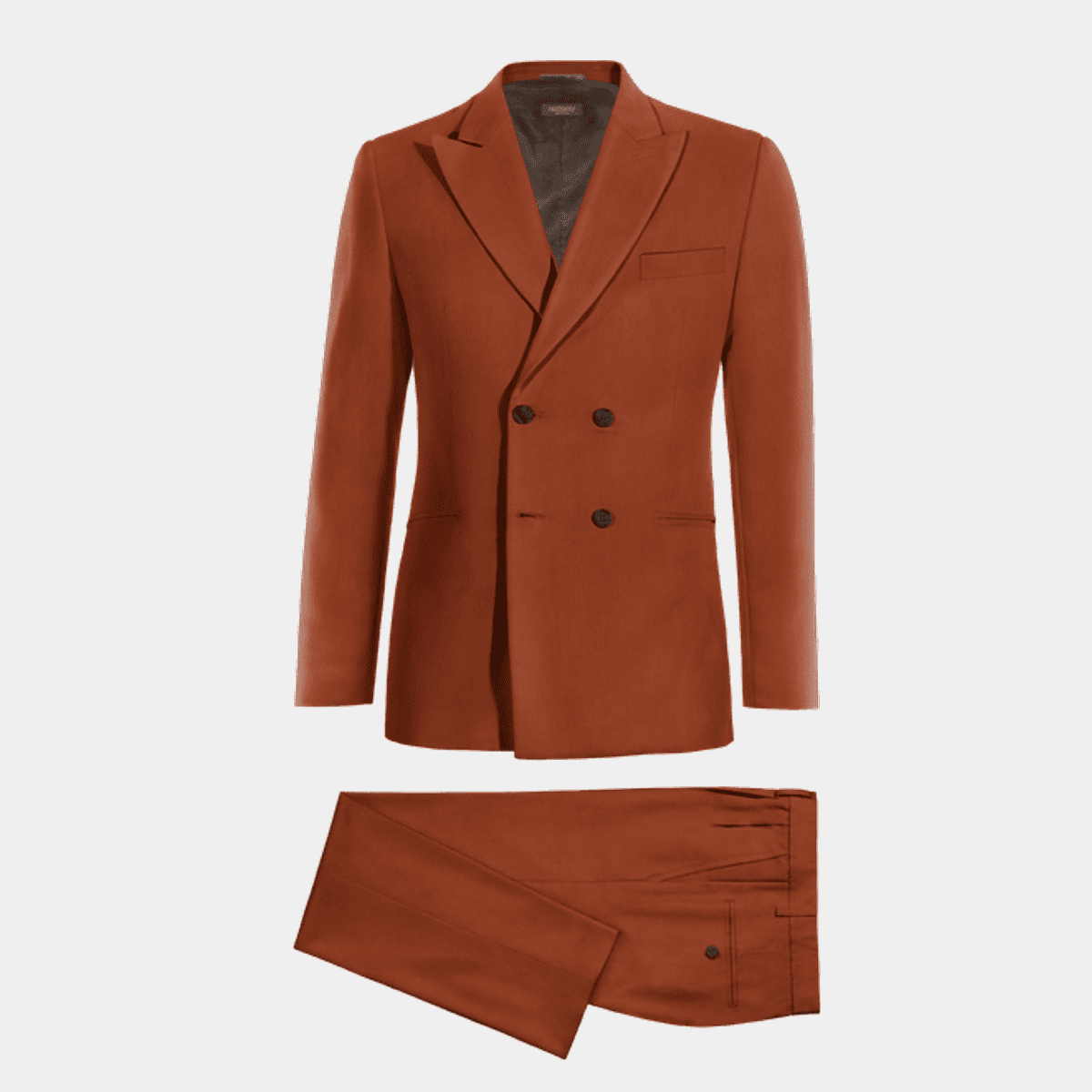 Terracotta linen double-breasted Vested Suit