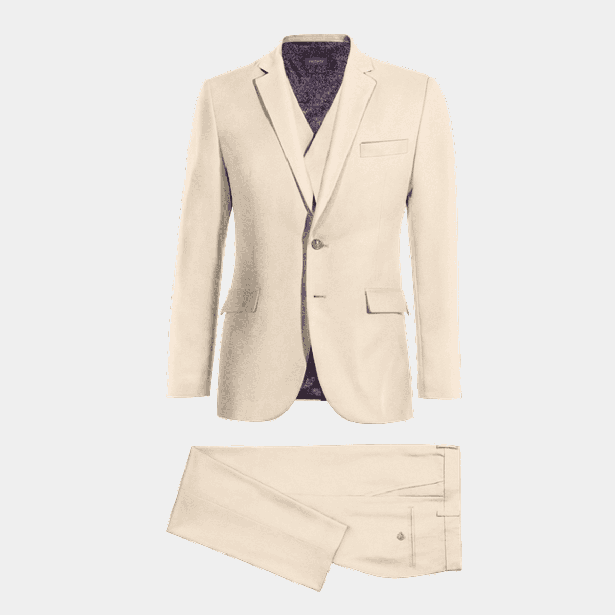 Cream stretch essential 3 piece Suit
