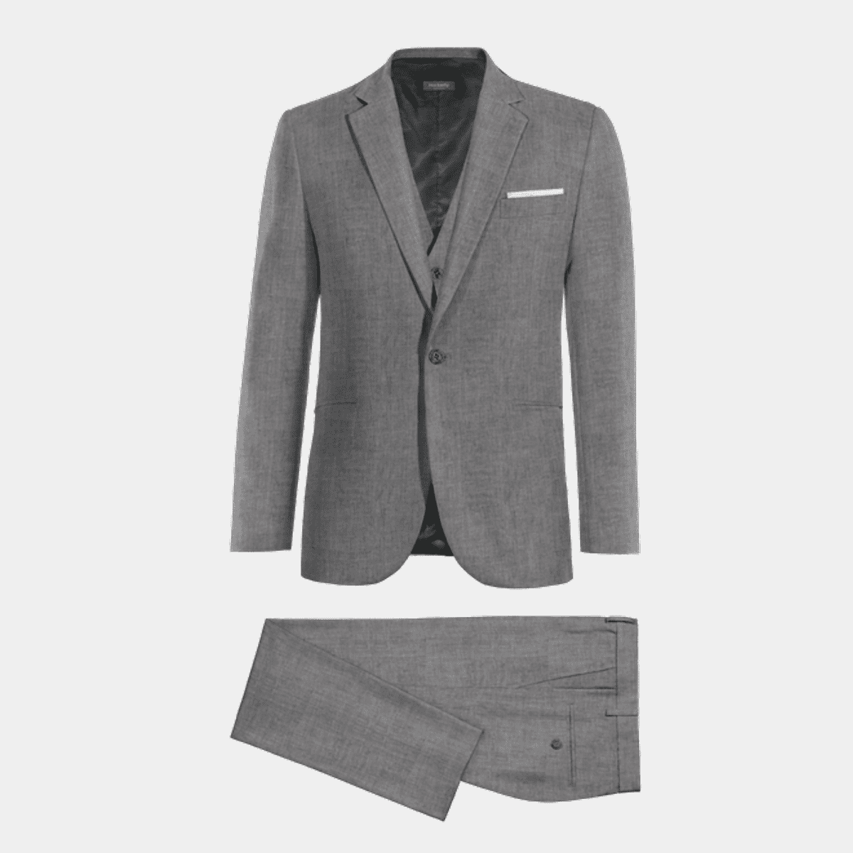 Traje tres piezas ligero gris de lino