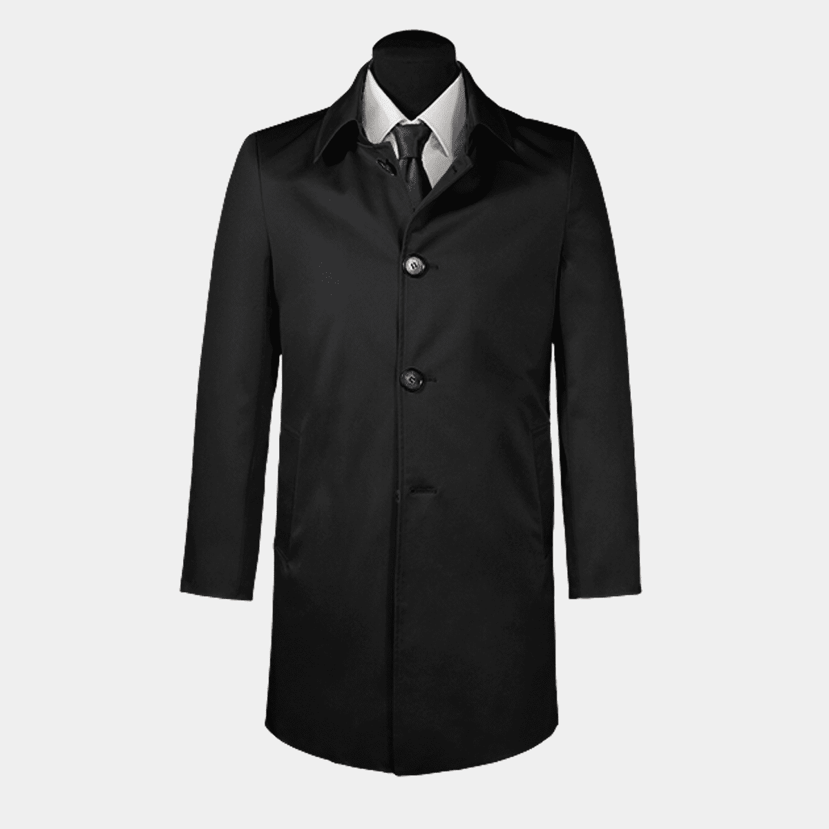 Black Single Breasted Car Coat