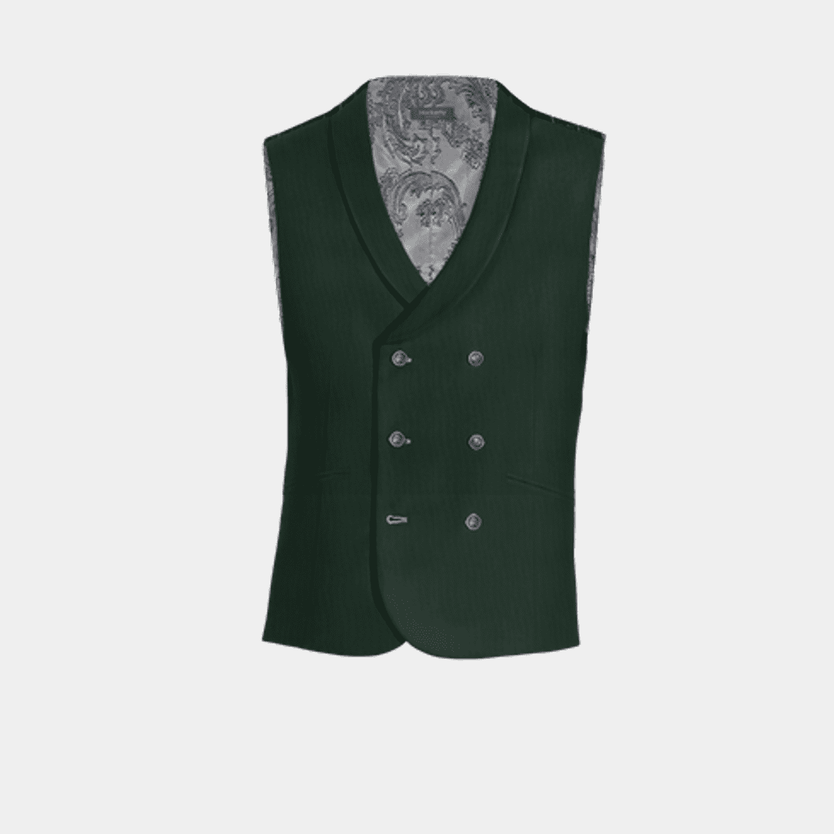 Forest green round lapel double breasted essential Waistcoat with brass ...