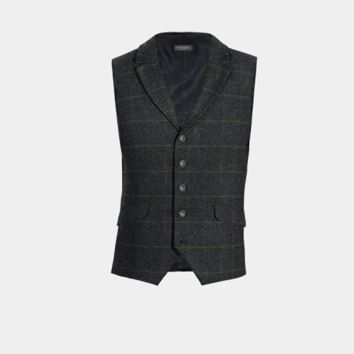 Blue windowpane tweed lapeled Dress Vest