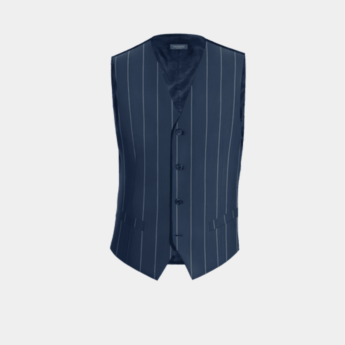Chaleco de hombre azul marino a rayas de 4 botones