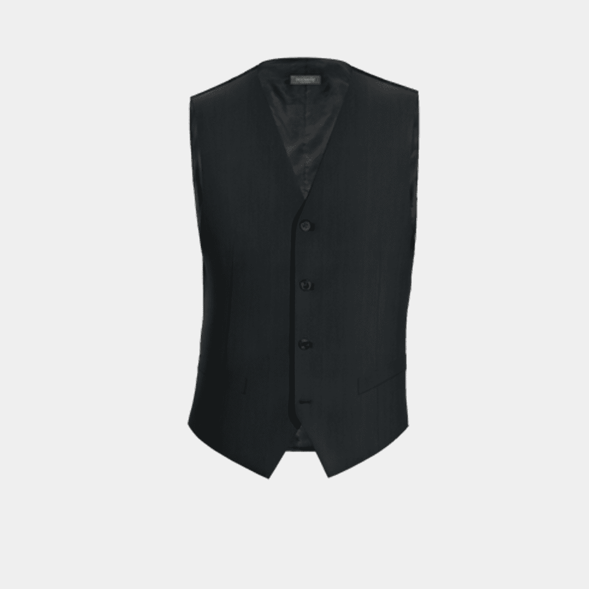 True black dotted stretch Pure wool Waistcoat