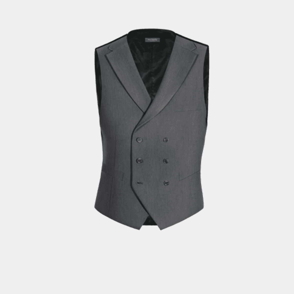 Iron gray stretch lapeled double breasted Waistcoat