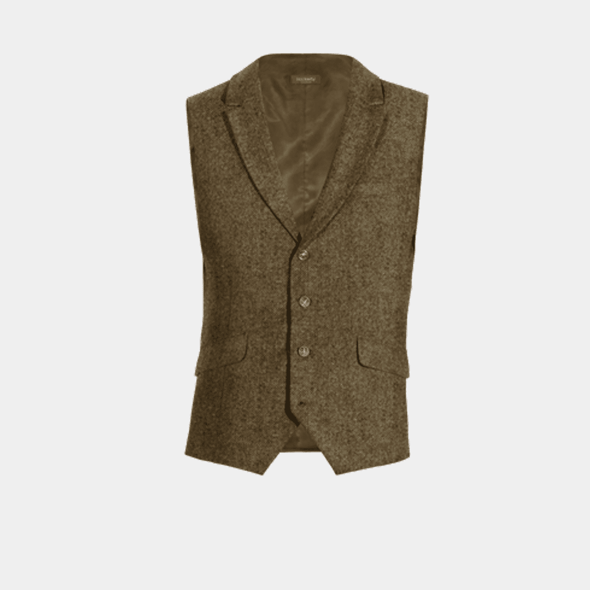 Brown donegal tweed lapeled Dress Vest