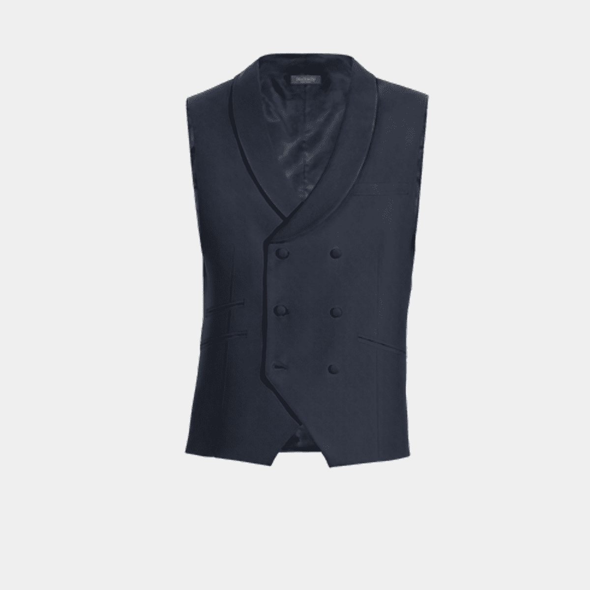Navy blue rounded lapel double-breasted year-round Waistcoat